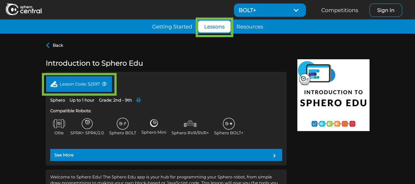 Lessons and Collections in Sphero Central